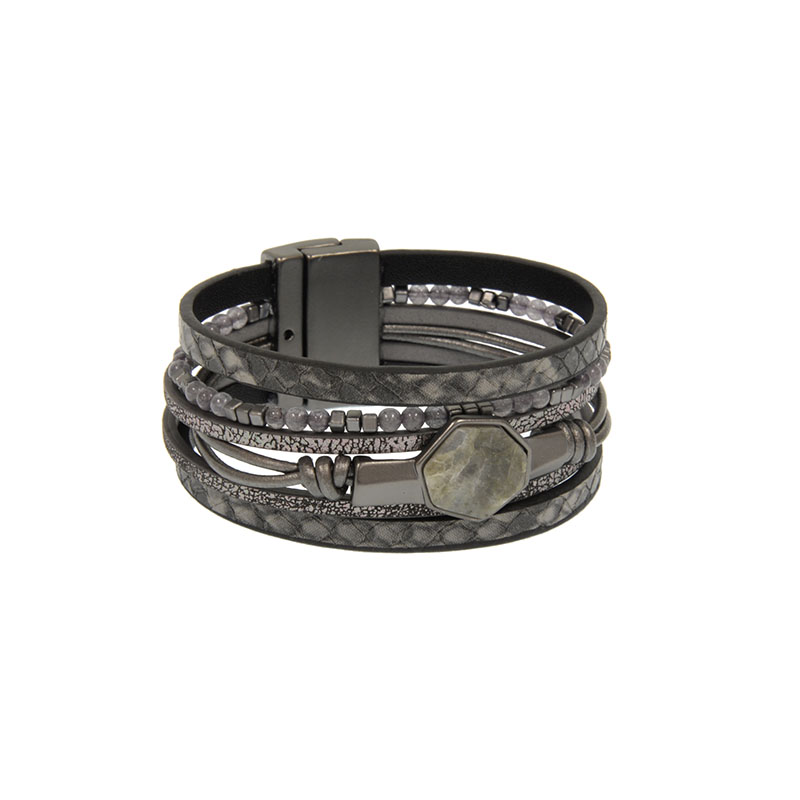 Leather & Stone Bracelet | Joy Susan