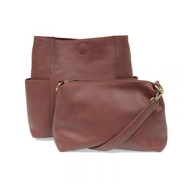 Kayleigh Side-Pocket Vegan Leather Bucket Bag | Joy Susan
