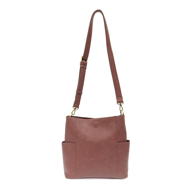Kayleigh Side-Pocket Vegan Leather Bucket Bag | Joy Susan