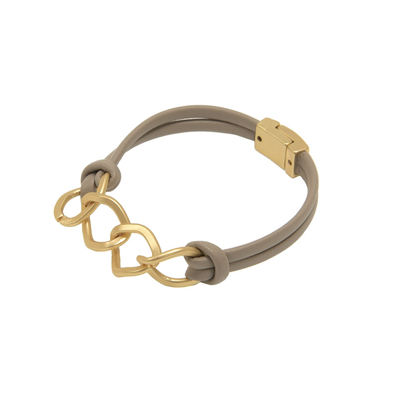 Leather Bracelet with Gold Links | Joy Susan