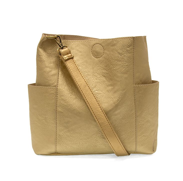 Kayleigh Side-Pocket Vegan Leather Bucket Bag | Joy Susan